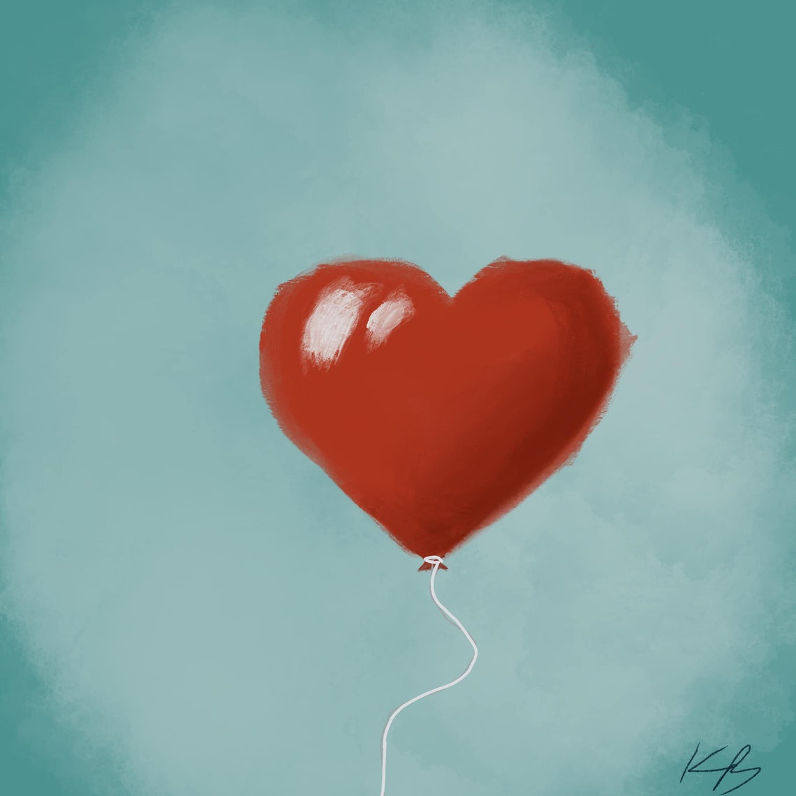Heart Balloon Art Print - Etsy