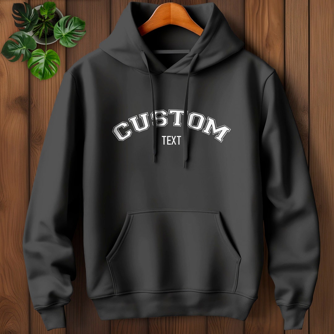 Personalized Embroidered Hoodie, Retro Custom Text Sweater, College ...