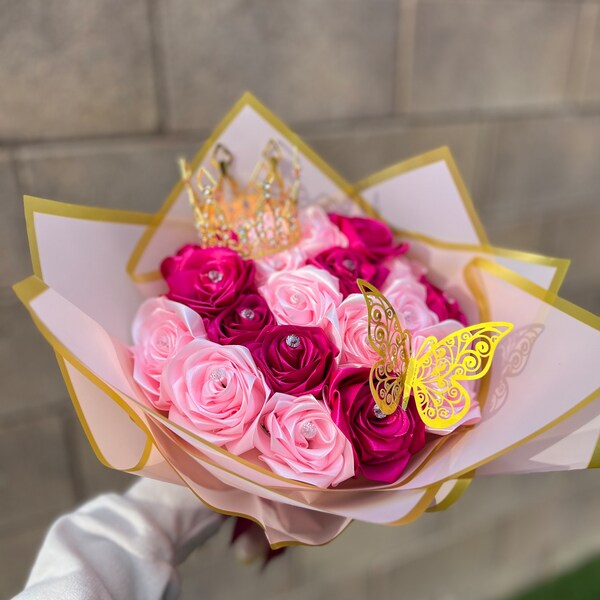 Ribbon Rose Bouquet - Etsy