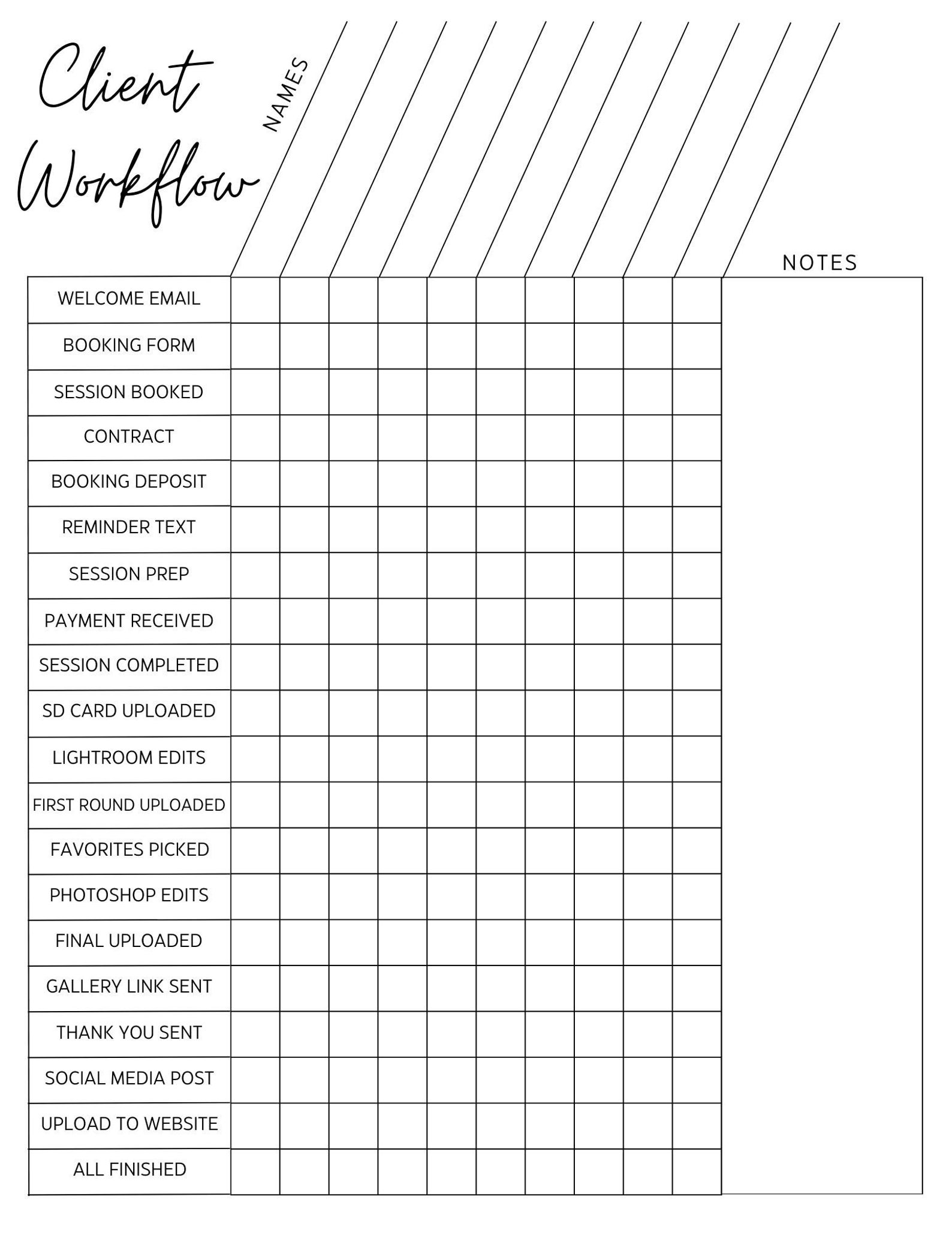 Photography Client Workflow Checklist - Etsy