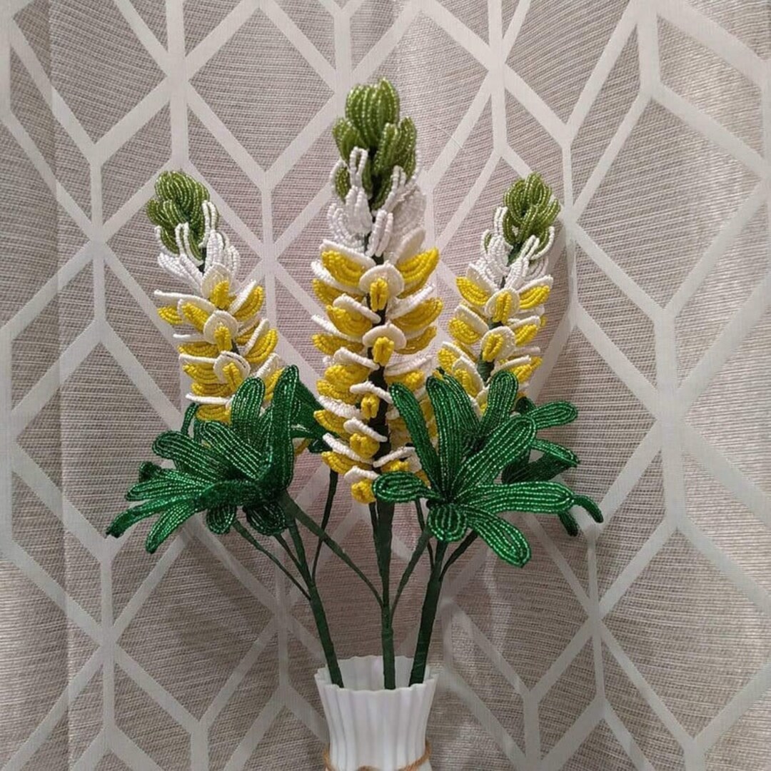 Flowers for Vase Artificial Lupine Flower French Beaded Flowers Flower ...