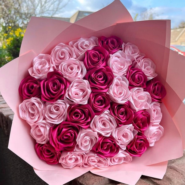 Ribbon Rose Bouquet - Etsy