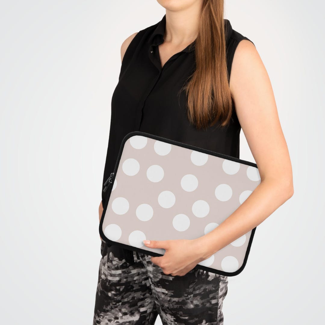 Beige Laptop Case, Polka Dot Laptop Sleeve, College Computer Protection ...