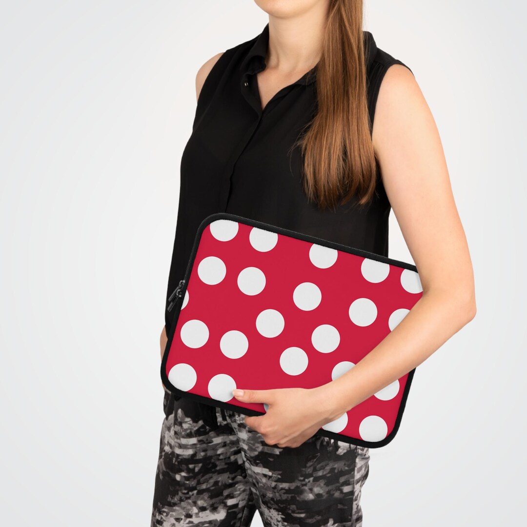 Red Laptop Case, Polka Dot Laptop Sleeve, Computer Case, Retro Style ...