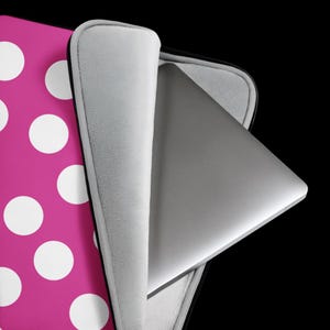 Bright Pink Laptop Case, Pink Polka Dot Laptop Sleeve, Woman's Computer ...