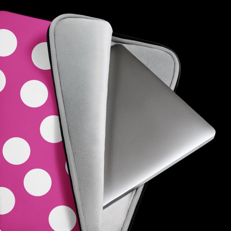 Bright Pink Laptop Case, Pink Polka Dot Laptop Sleeve, Woman's Computer ...
