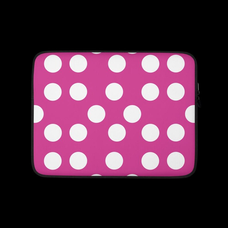 Bright Pink Laptop Case, Pink Polka Dot Laptop Sleeve, Woman's Computer ...