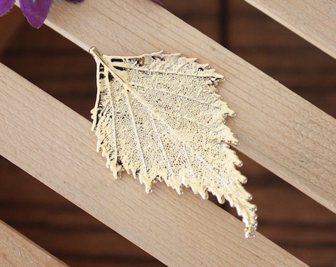 Birch Leaf Brooch Gold, Birch Leaf Pin, Real Leaf, Leaf Brooch, Gold ...