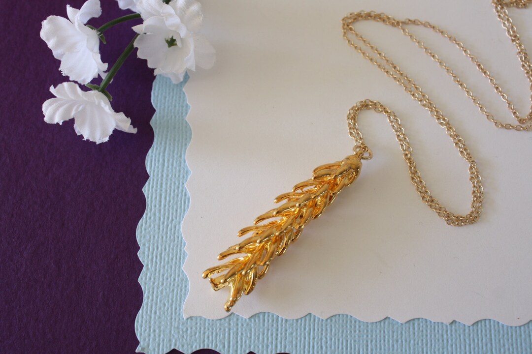 Gold Pine Tip Necklace, Gold, Real Pine Tip, Gold Pine Tip, Pine, Long ...