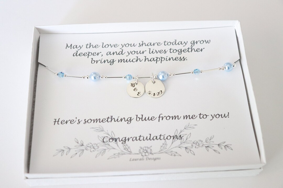 Something Blue for Bride Anklet Sterling Silver, Blue Pearl Anklet ...