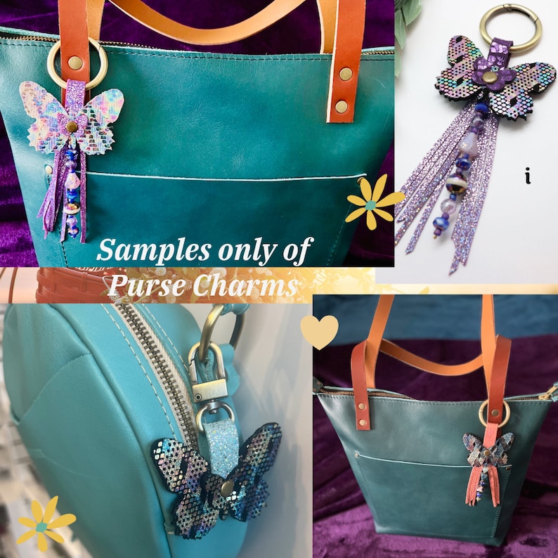 Butterfly Purse Charm, Unique Leather Butterfly Purse Charm, Leather ...
