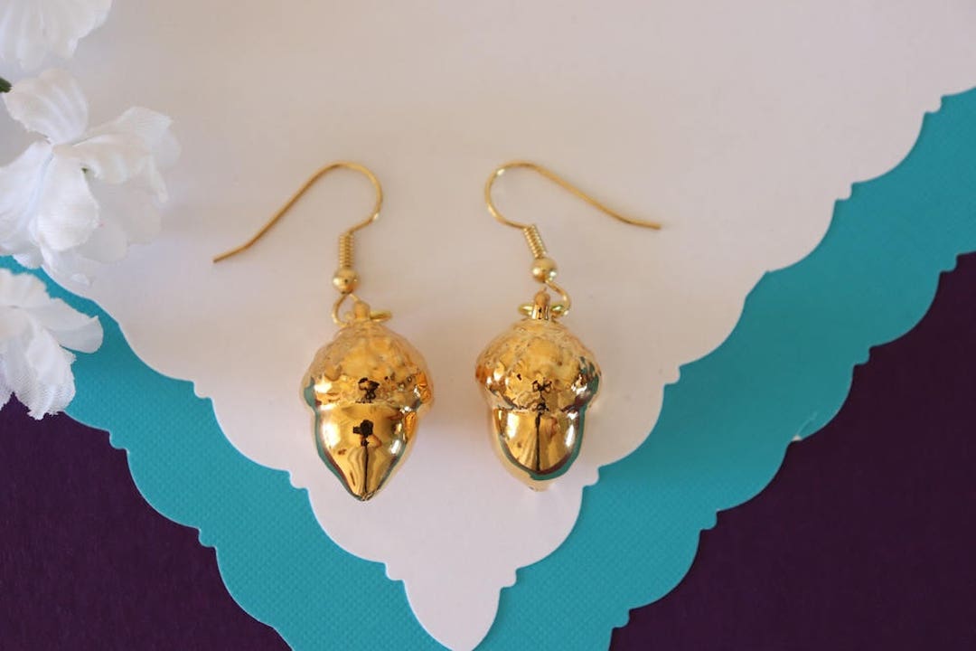 Gold Acorn Earrings, Gold Real Acorns, Gold Acorns, Acorns, Small ...