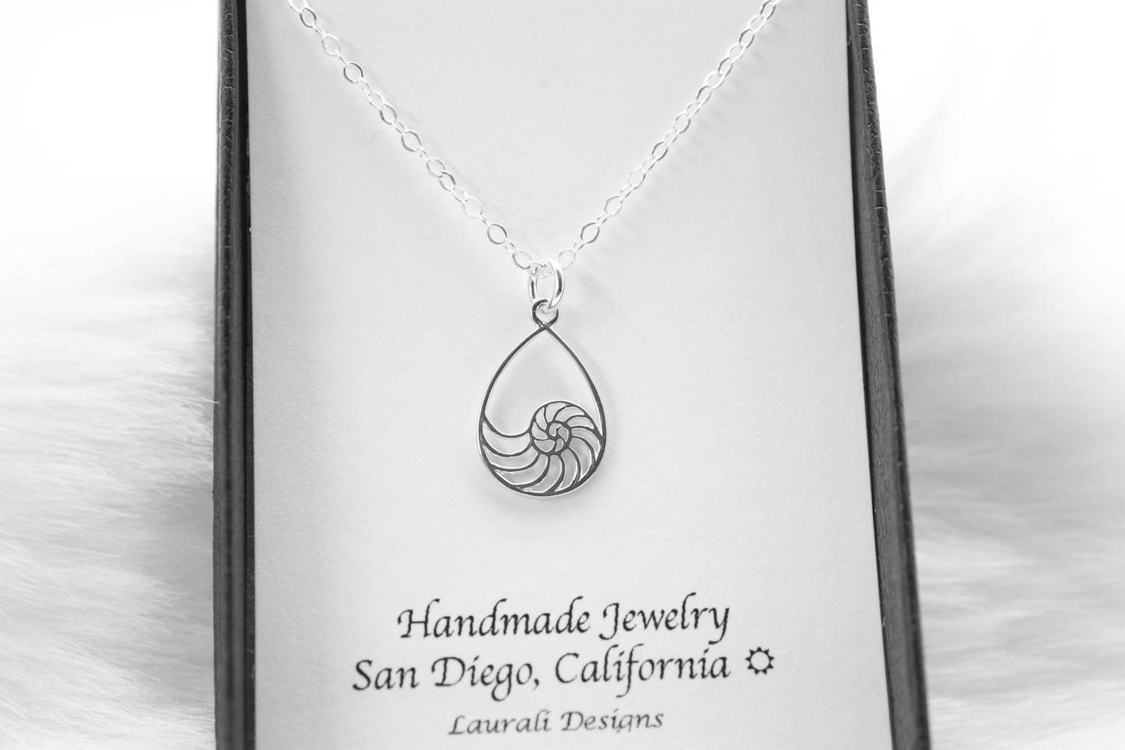 Small Nautilus Shell Sterling Silver Charm Necklace Friendship Gift ...