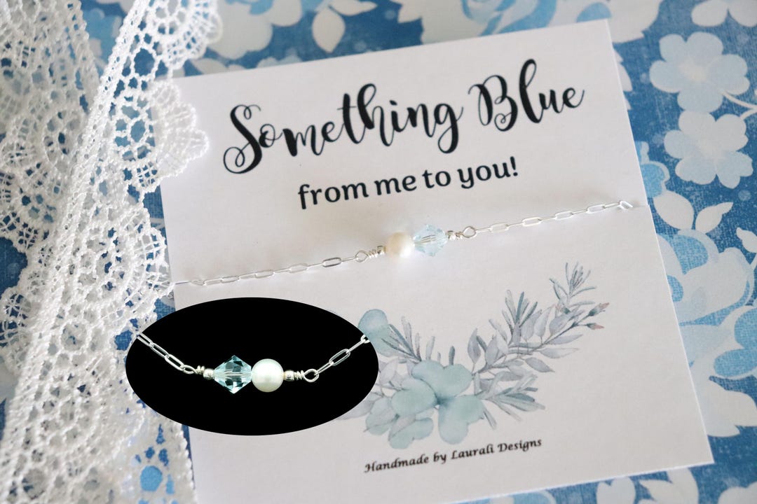 Something Blue for Bride Anklet Sterling Silver, Paperclip Chain ...