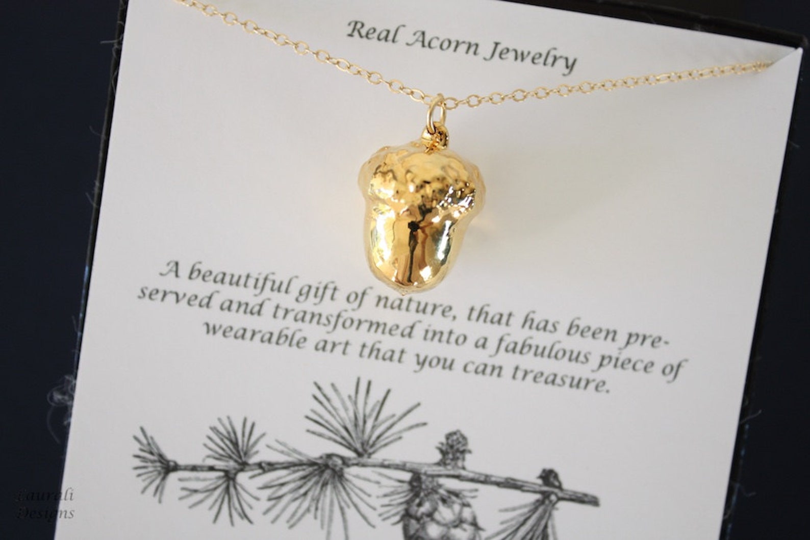 Gold Acorn Necklace Gold Real Acorn Small Gold Acorn - Etsy