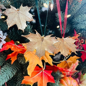 Gold Maple Leaf Ornament, Sugar Maple Leaf, Extra Large, Ornament Gift ...
