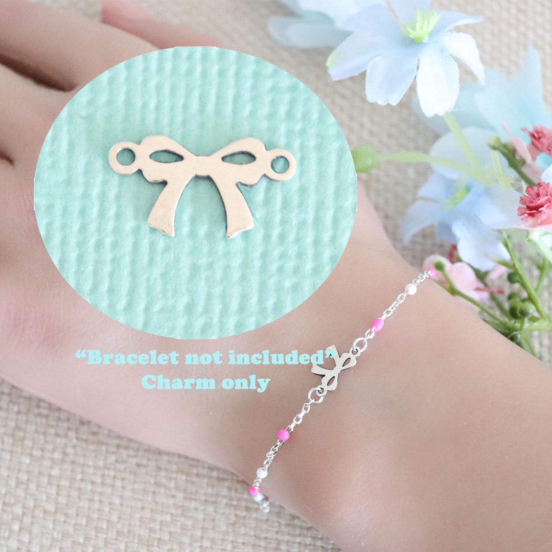 Connector Tiny Bow Sterling Silver for Permanent Jewelry Charms, Charm ...