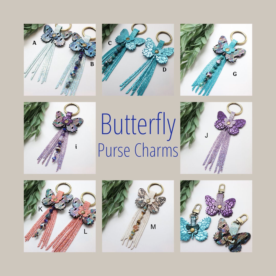 Butterfly Purse Charm, Unique Leather Butterfly Purse Charm, Leather ...
