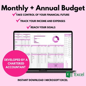 Pink Excel Budget Spreadsheet Template, Microsoft Excel Finance Planner ...