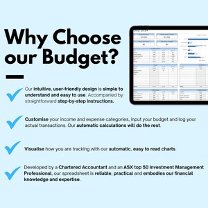 Blue Excel Budget Spreadsheet Template, Monthly Income and Expense ...