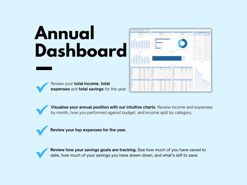 Blue Excel Budget Spreadsheet Template, Monthly Income and Expense ...