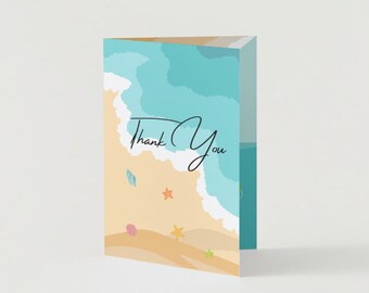Printable Beach Wave Thank You Card, 5x7, Beach, Ocean, Sea, Wave, Last ...