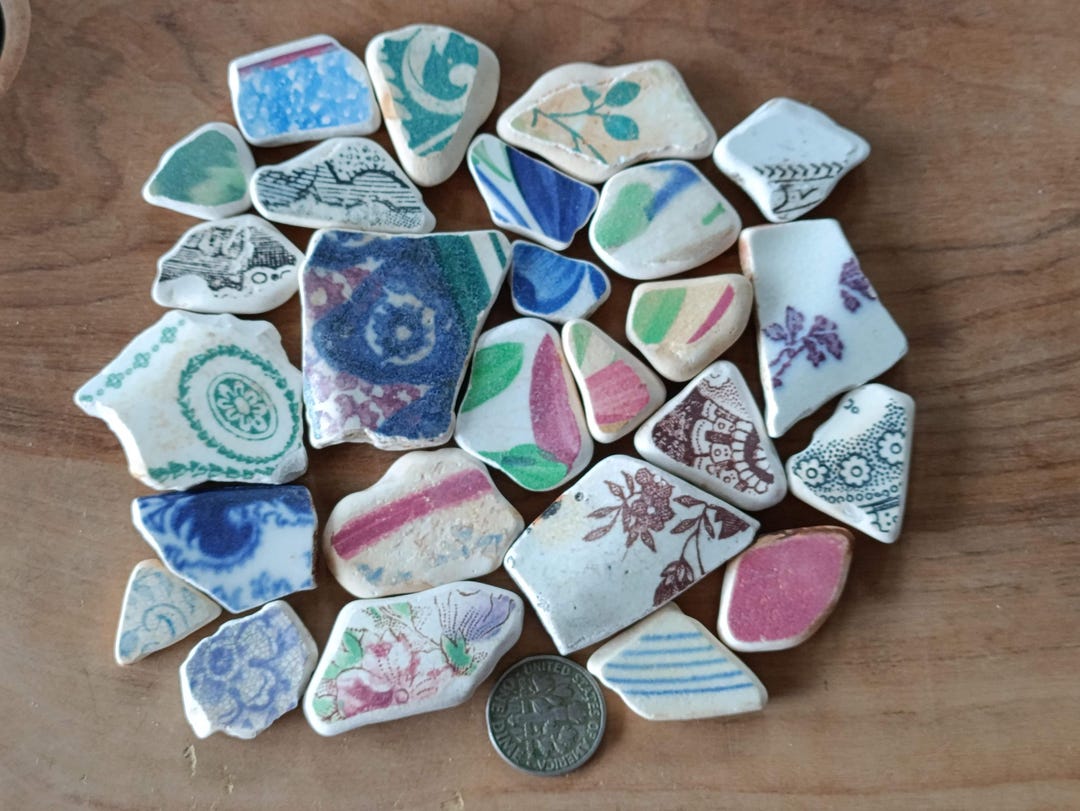 Vintage Beach Pottery Shards, Genuine Greece Sea Glass - Etsy