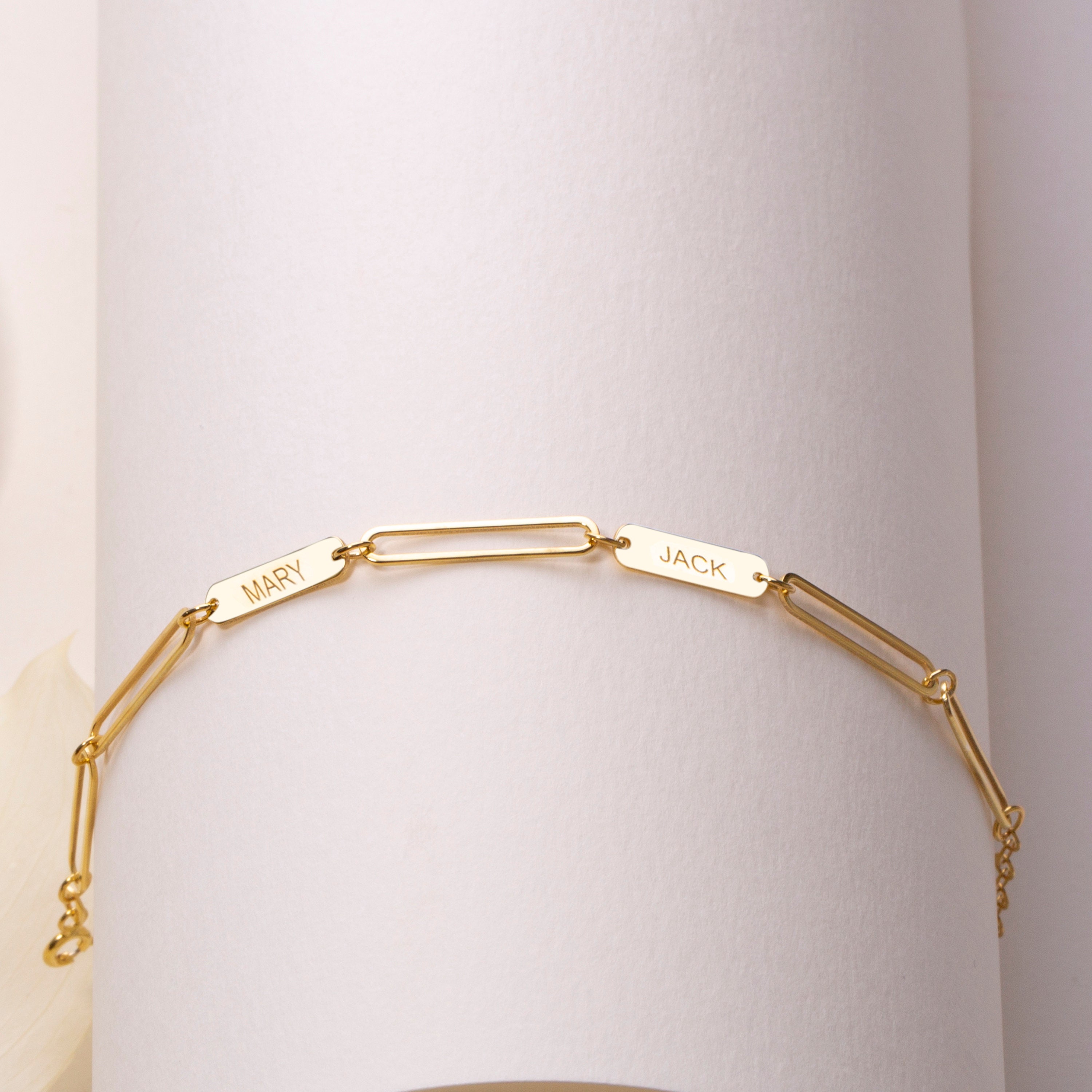 Custom Name Bar Paperclip Chain Bracelet / Personalized Name Bracelet ...