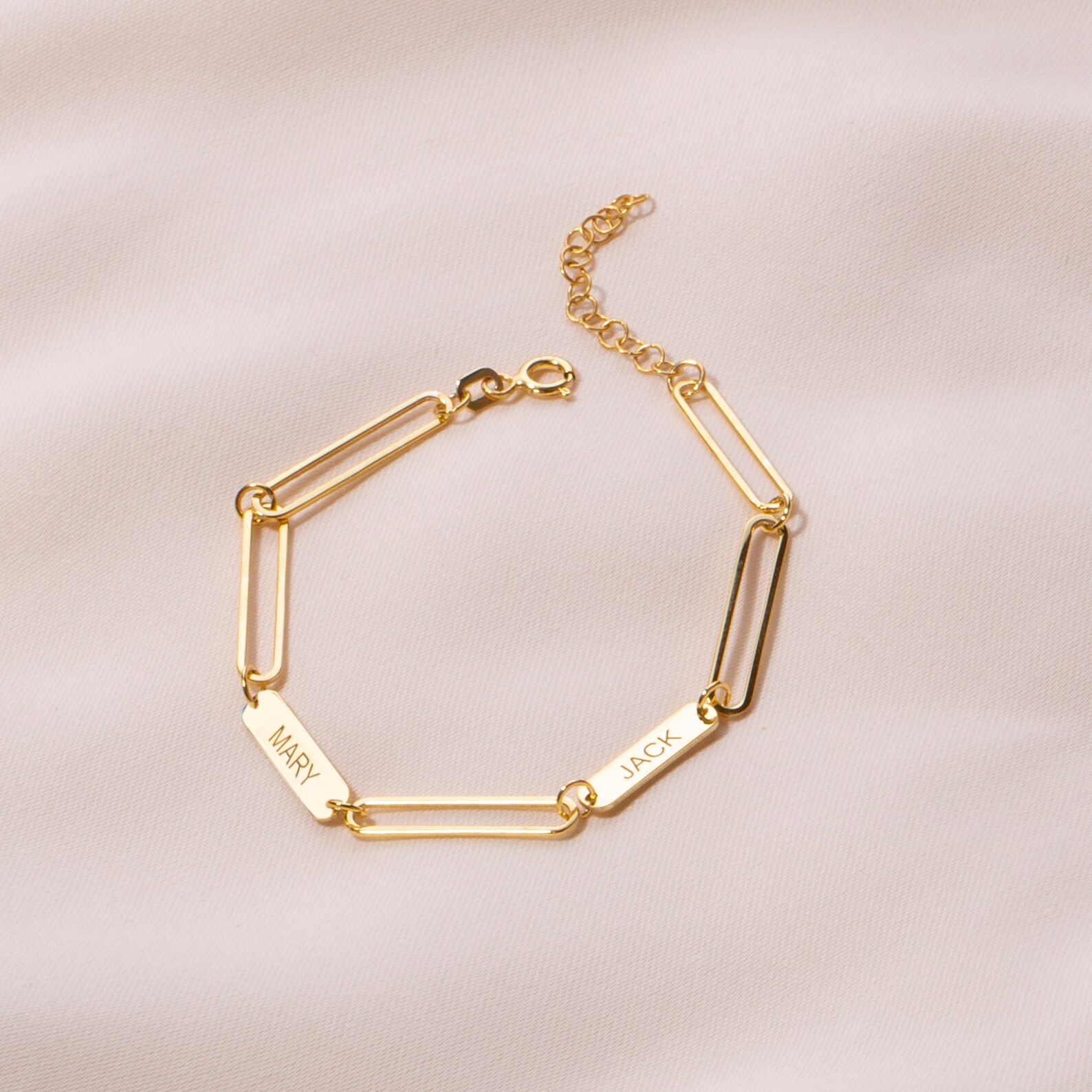 Custom Name Bar Paperclip Chain Bracelet / Personalized Name Bracelet ...