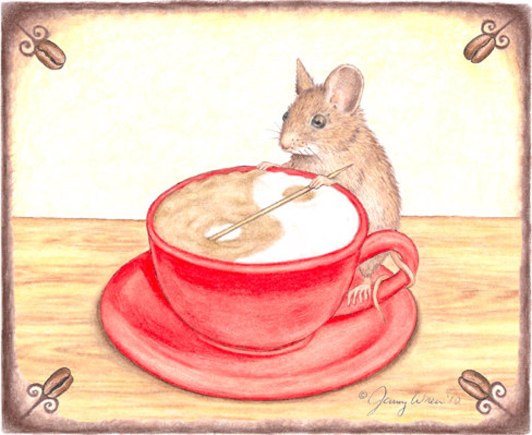 Balanced Blend Barista Mouse Note Card - Etsy