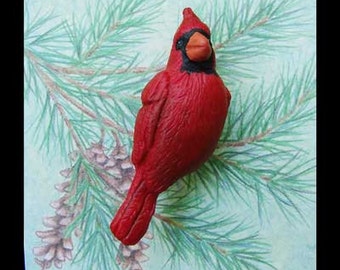 Cardinal Pin Red Glitter Wing Acrylic Bird Lover Gift - Etsy