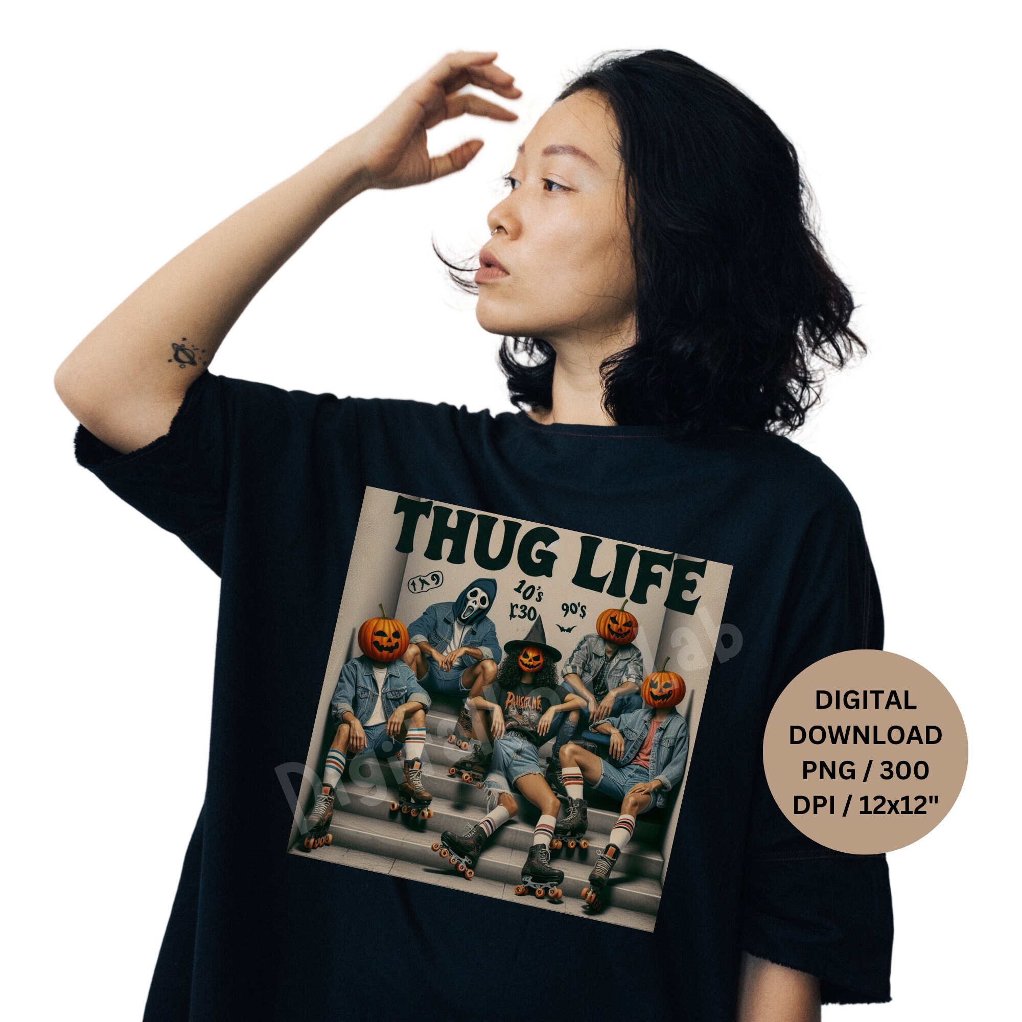 Thug Life 90s Halloween Sublimation Design PNG Youngsters in Denim ...
