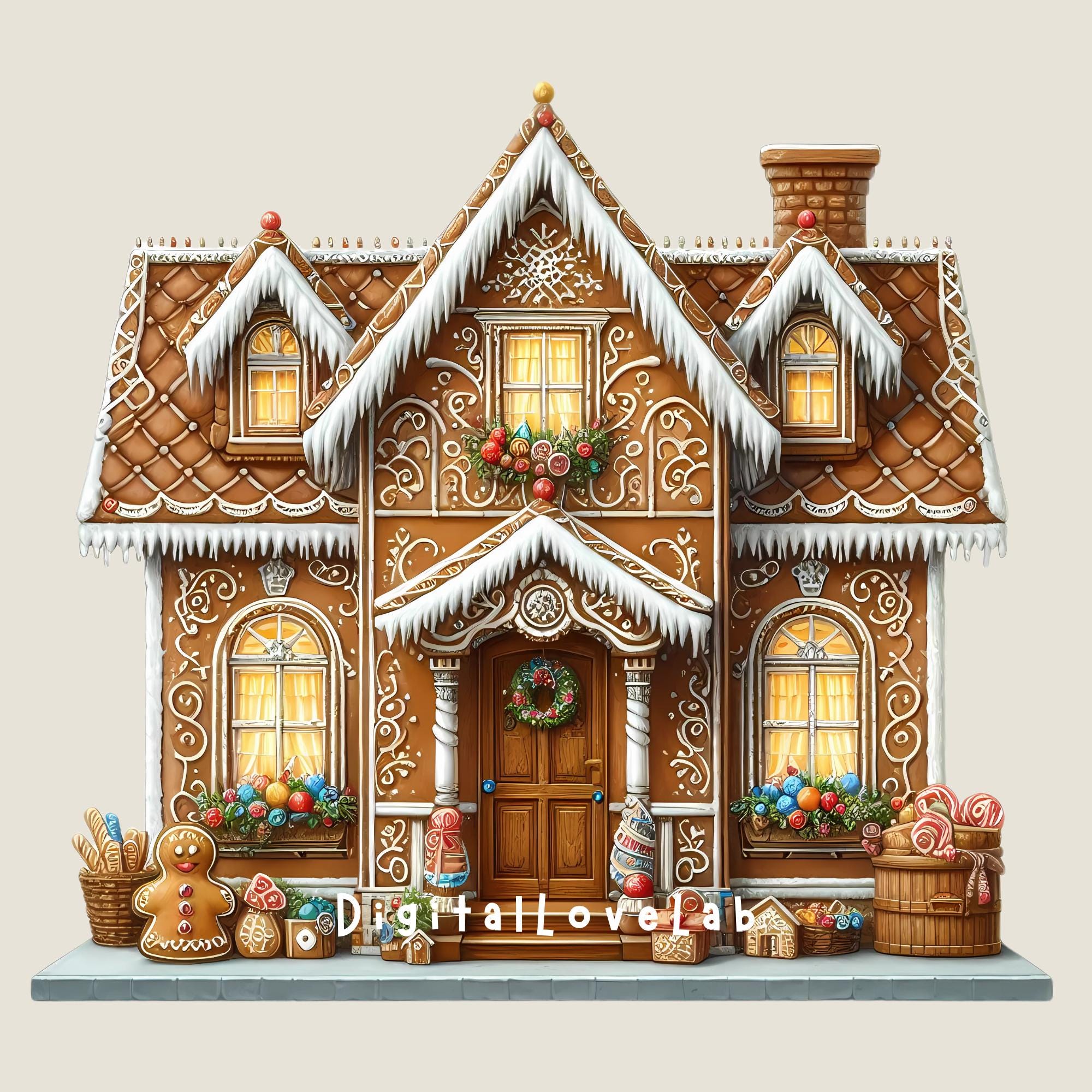 Gingerbread House Clipart Set of 10 Clipart PNG Christmas Cookie ...