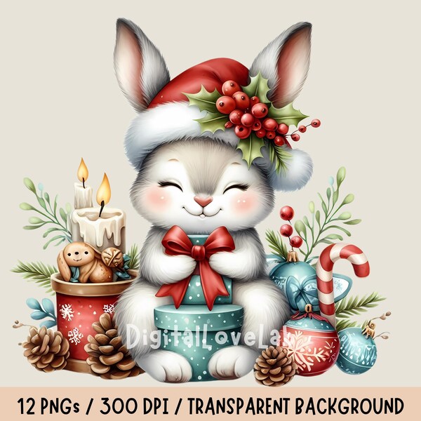 Christmas Rabbit - Etsy