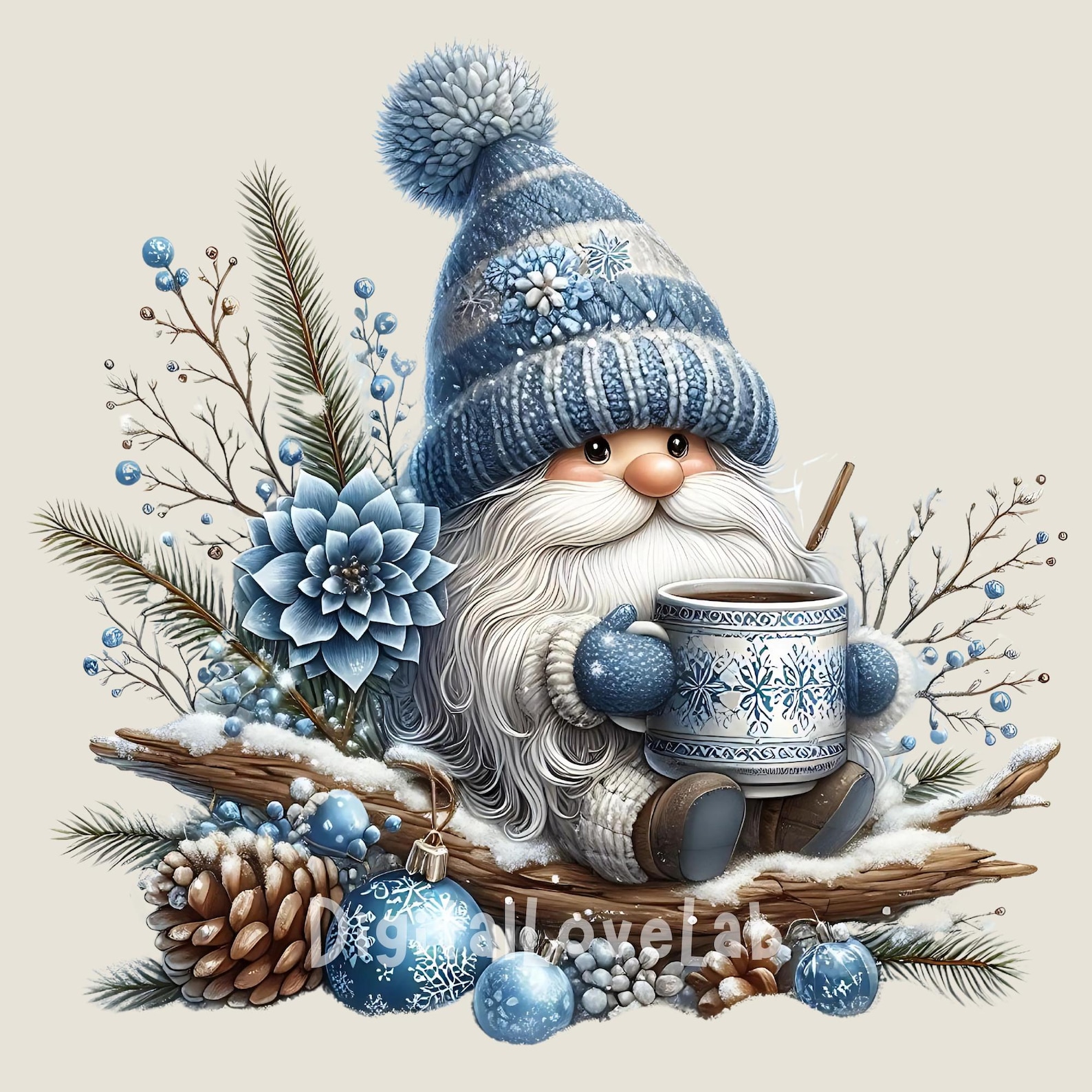 Whimsical Blue Gnome Clipart Bundle Png, Blue Gnome Clipart, Christmas ...