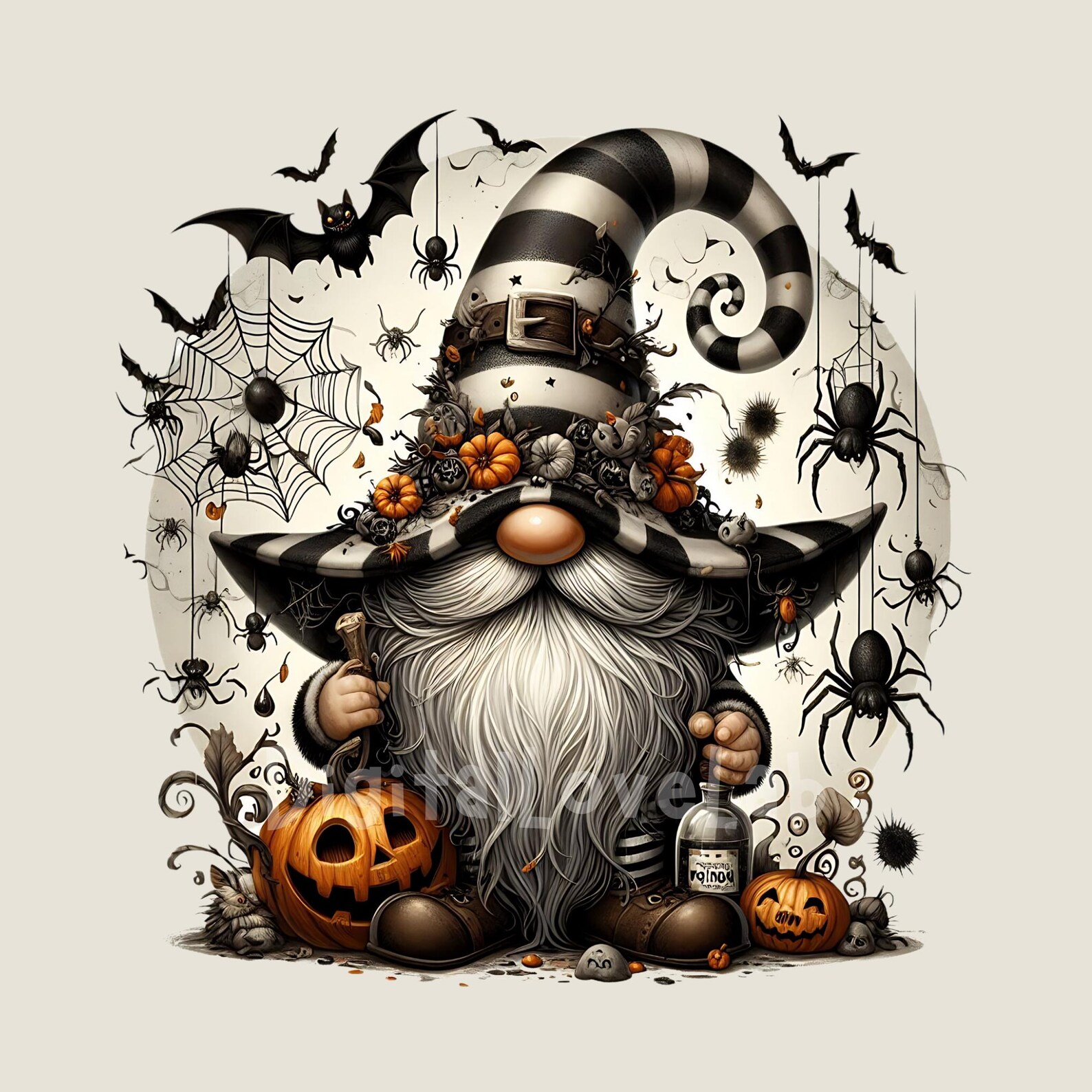 10 Spooky Halloween Gnomes Clipart Set - Sublimation Graphics for ...