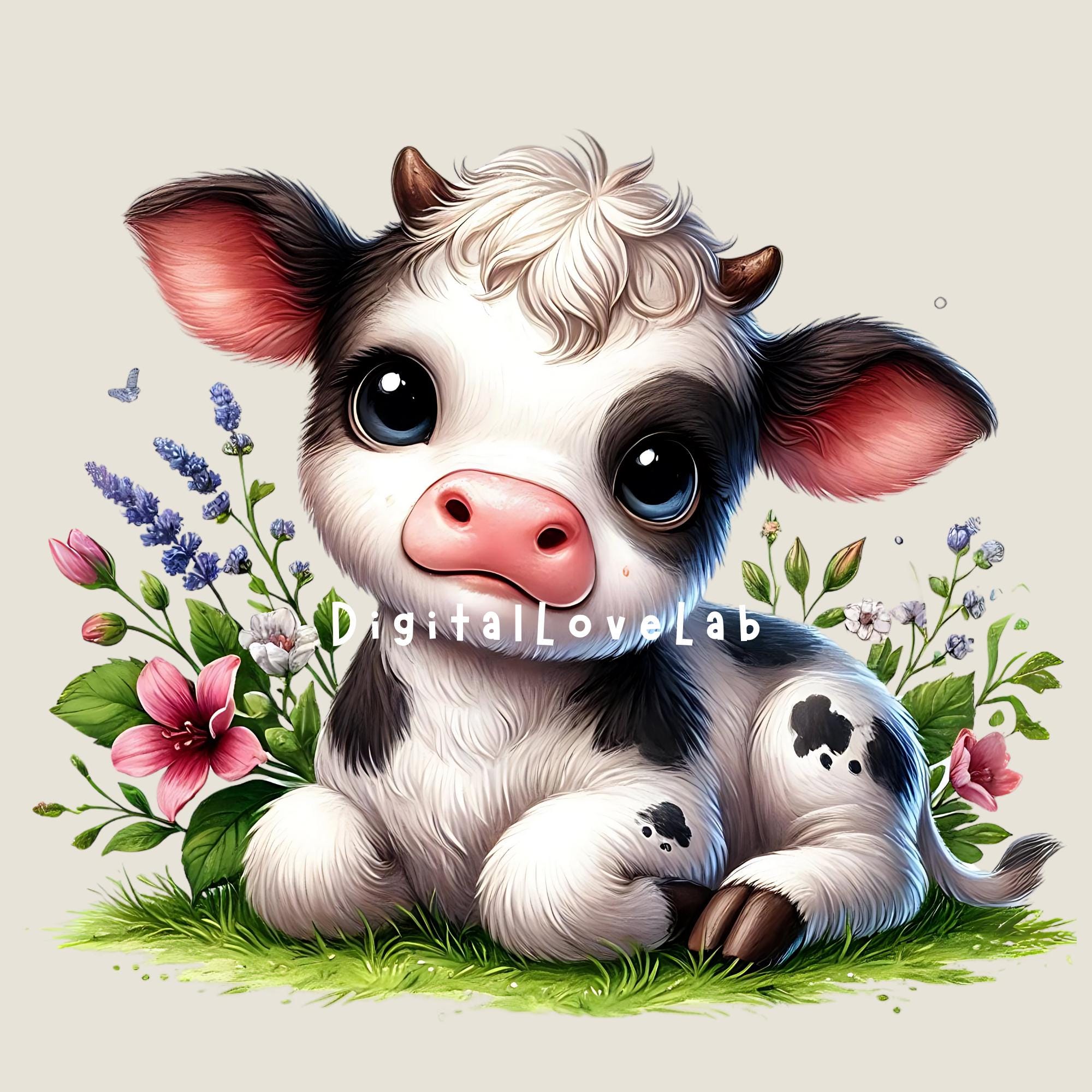Watercolor Baby Cow Clipart Set of 10 PNG, Baby Animals, Cow PNG ...