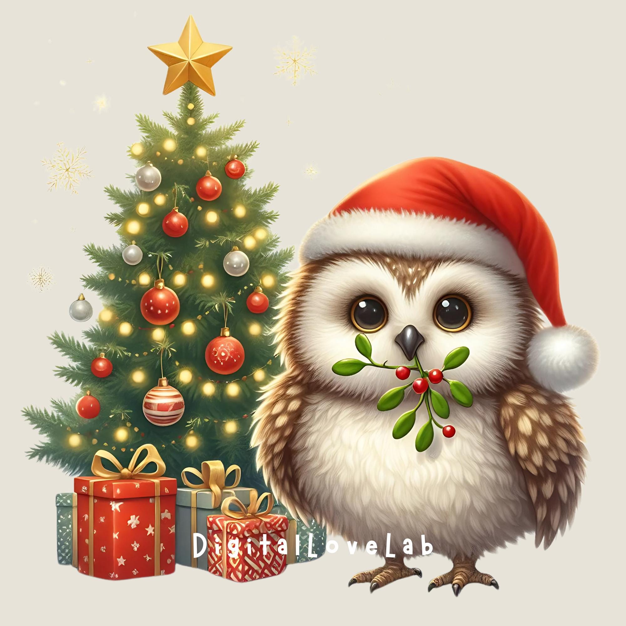 Christmas Owl Clipart PNG Set of 10 Christmas Art, Journaling ...