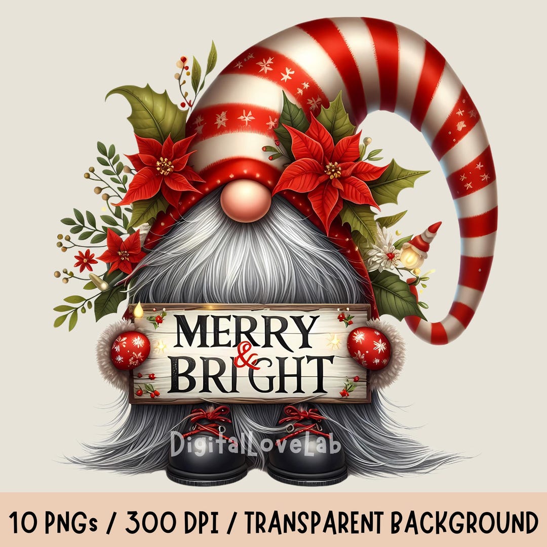 Red Christmas Gnome Clipart Set of 10 Clipart PNG Christmas Clipart ...