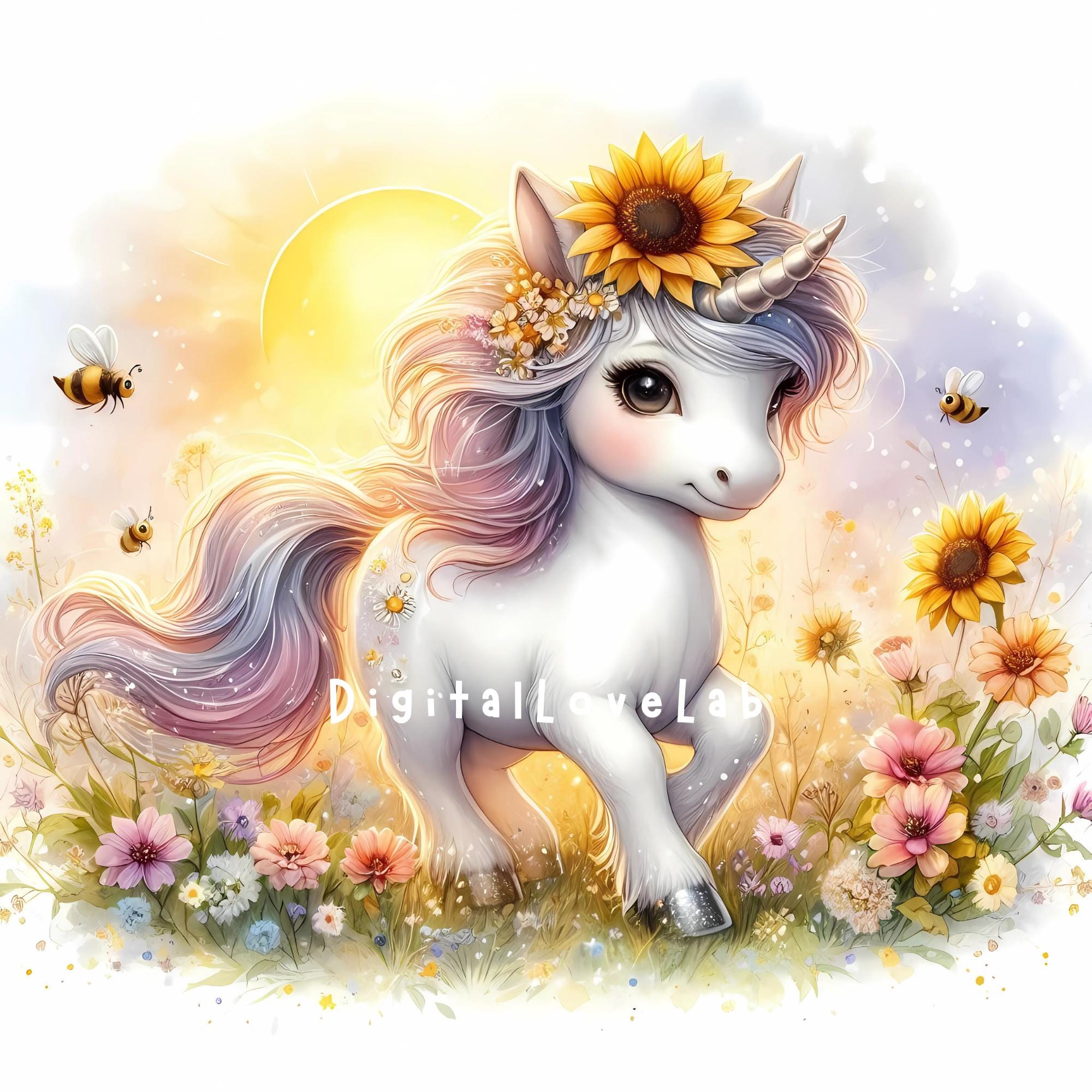 Mariglow Unicorn Clipart Set of 10 JPG Summer Unicorn Clipart, Nursery ...