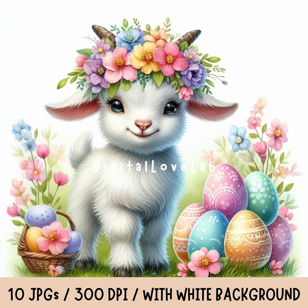 Easter Baby Goat Clipart Set of 10 JPG Easter Animals Clipart, Easter ...