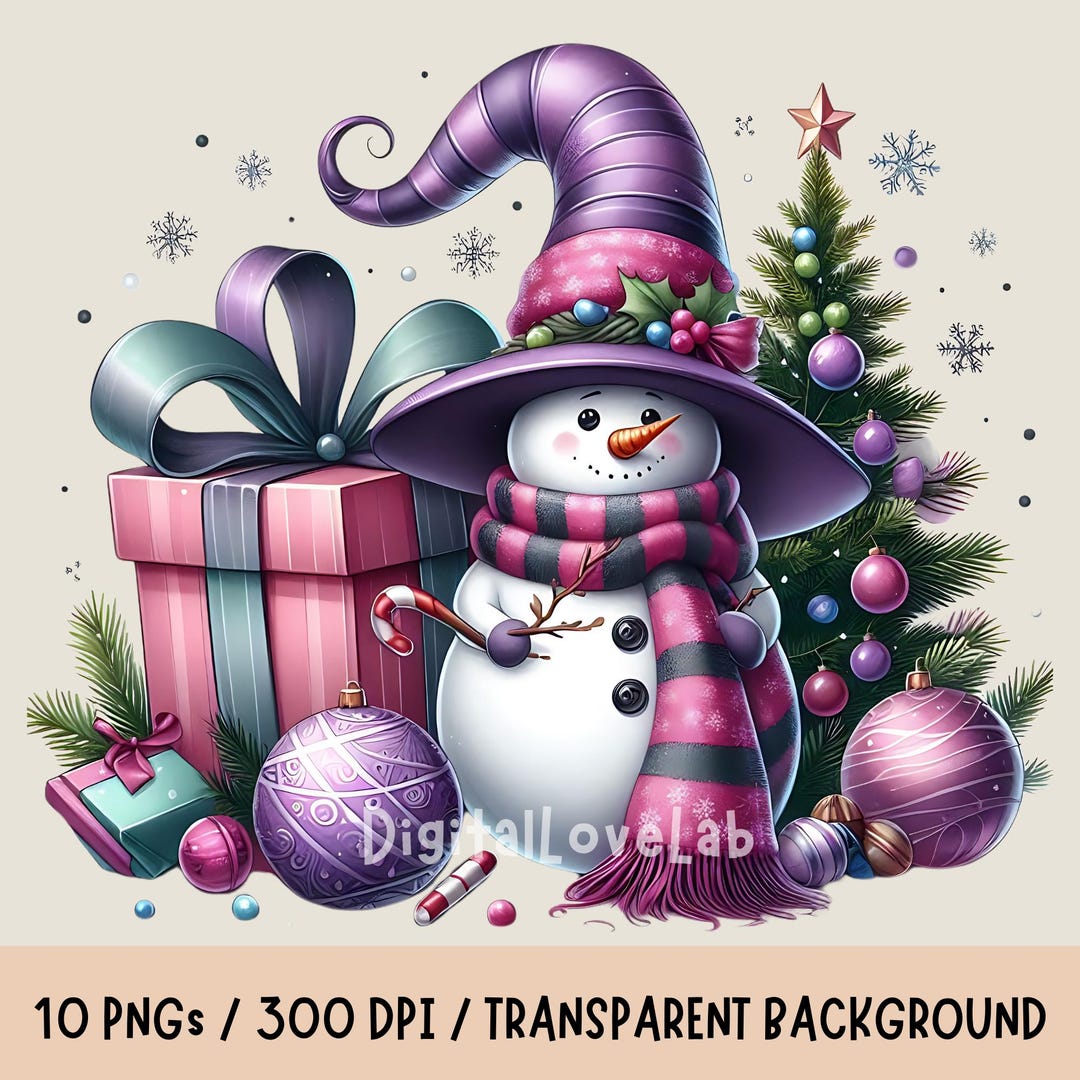 Watercolor Snowman Clipart Set of 10 Retro Snowman PNG for Kids' Crafts ...