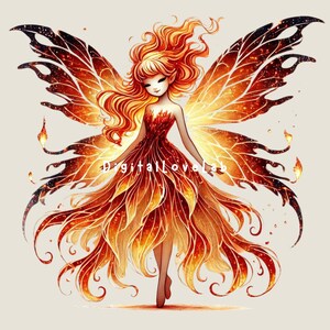 Fire Fairy Clipart Set of 10 PNG, Fairy Png, Fantasy Clipart Png, Fairy ...