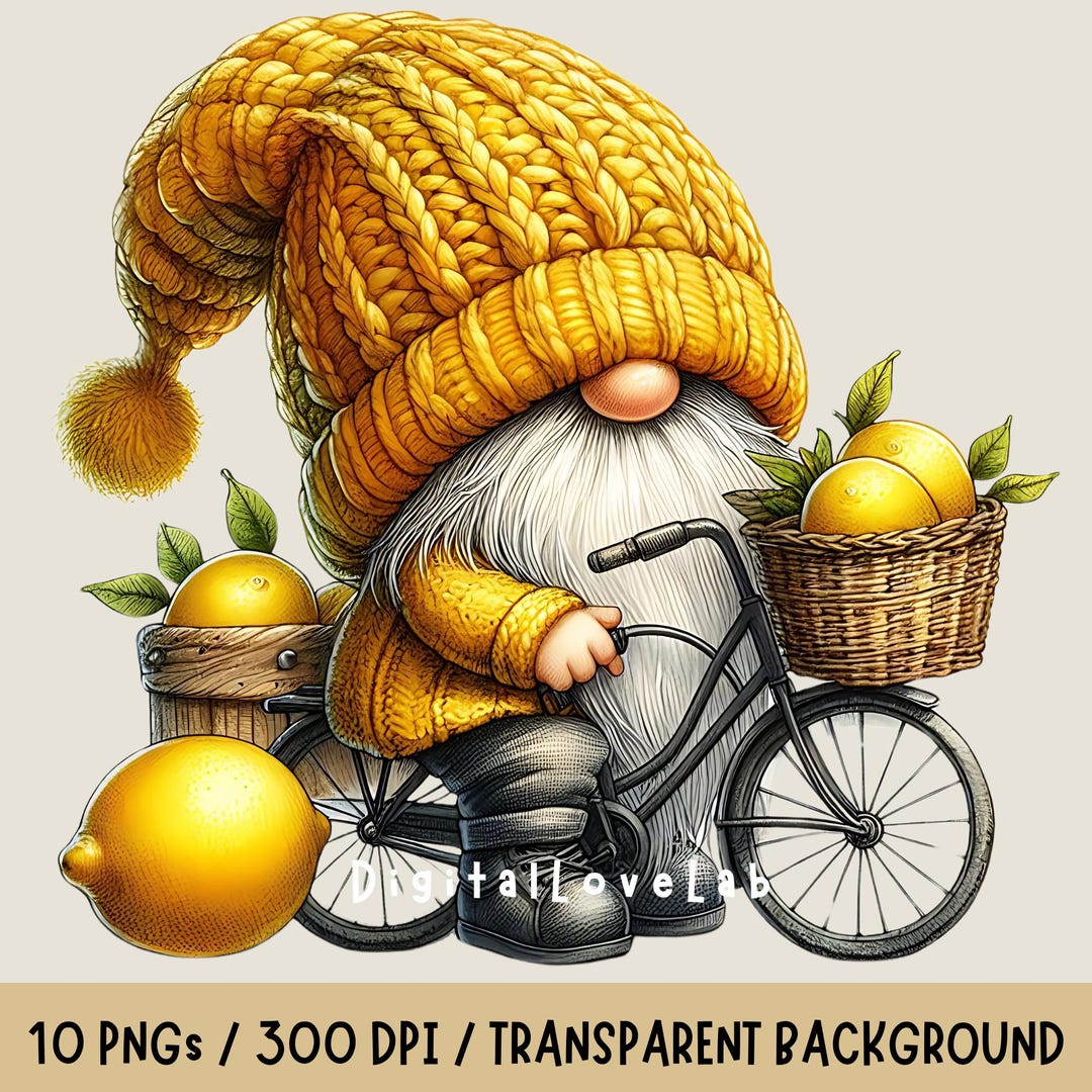 Watercolor Lemon Gnome Clipart, Lemon Gnome Clipart, Cute Gnome PNG ...