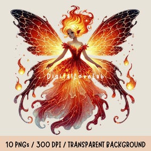 Fire Fairy Clipart Set of 10 PNG, Fairy Png, Fantasy Clipart Png, Fairy ...