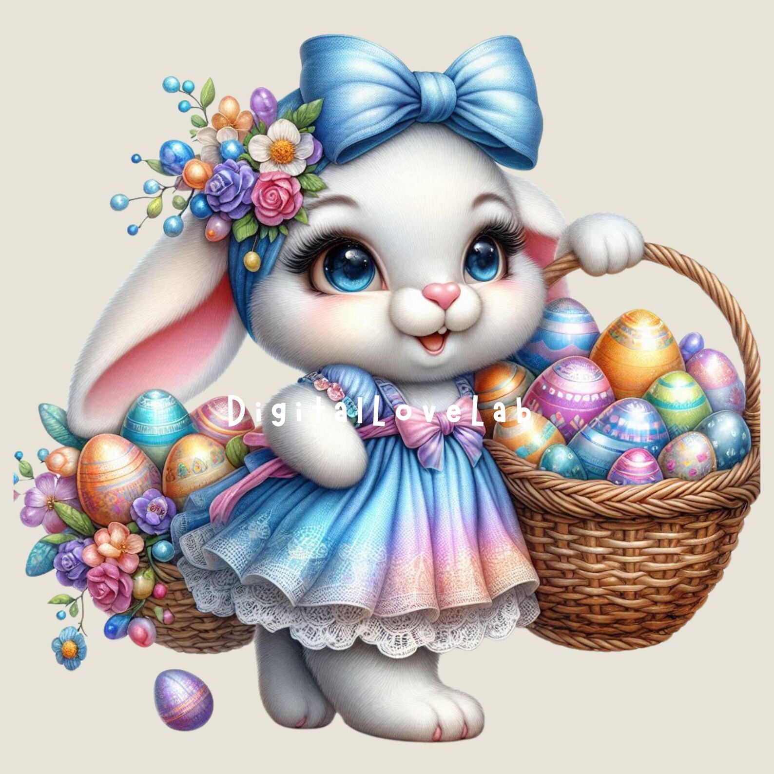 Easter Bunny Clipart Set of 10 PNG, Easter Egg Clipart, Easter Clipart ...