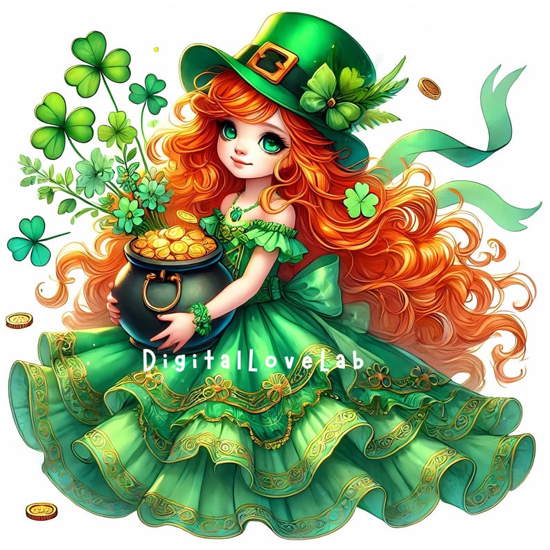 Saint Patrick's Day Clipart Set of 10 JPG Leprechaun Princess, St ...