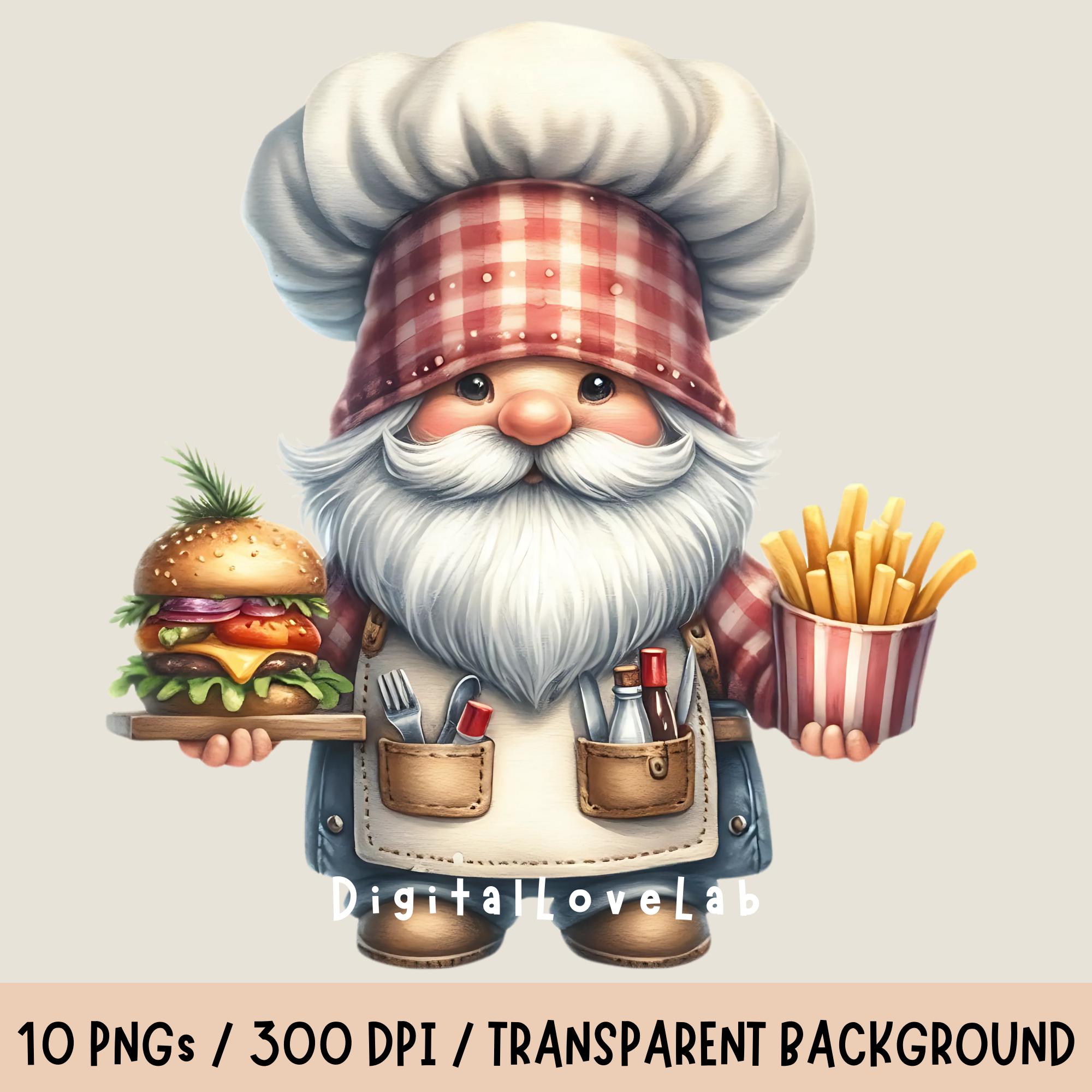 Watercolor Chef Gnomes, Cooking Gnomes Png, Cuisine Gnome, Cute Gnomes ...