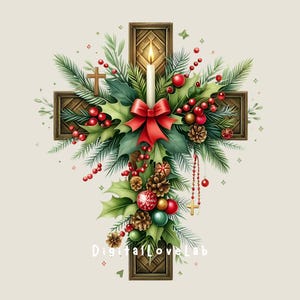 Christmas Cross Clipart Set of 10 Christmas Cross PNG Clipart Christmas ...