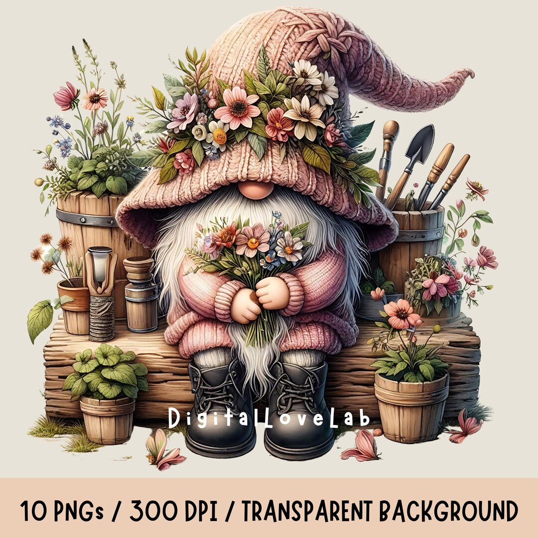Watercolor Garden Gnome Clipart Set of 10 PNG Clipart Gnome With ...